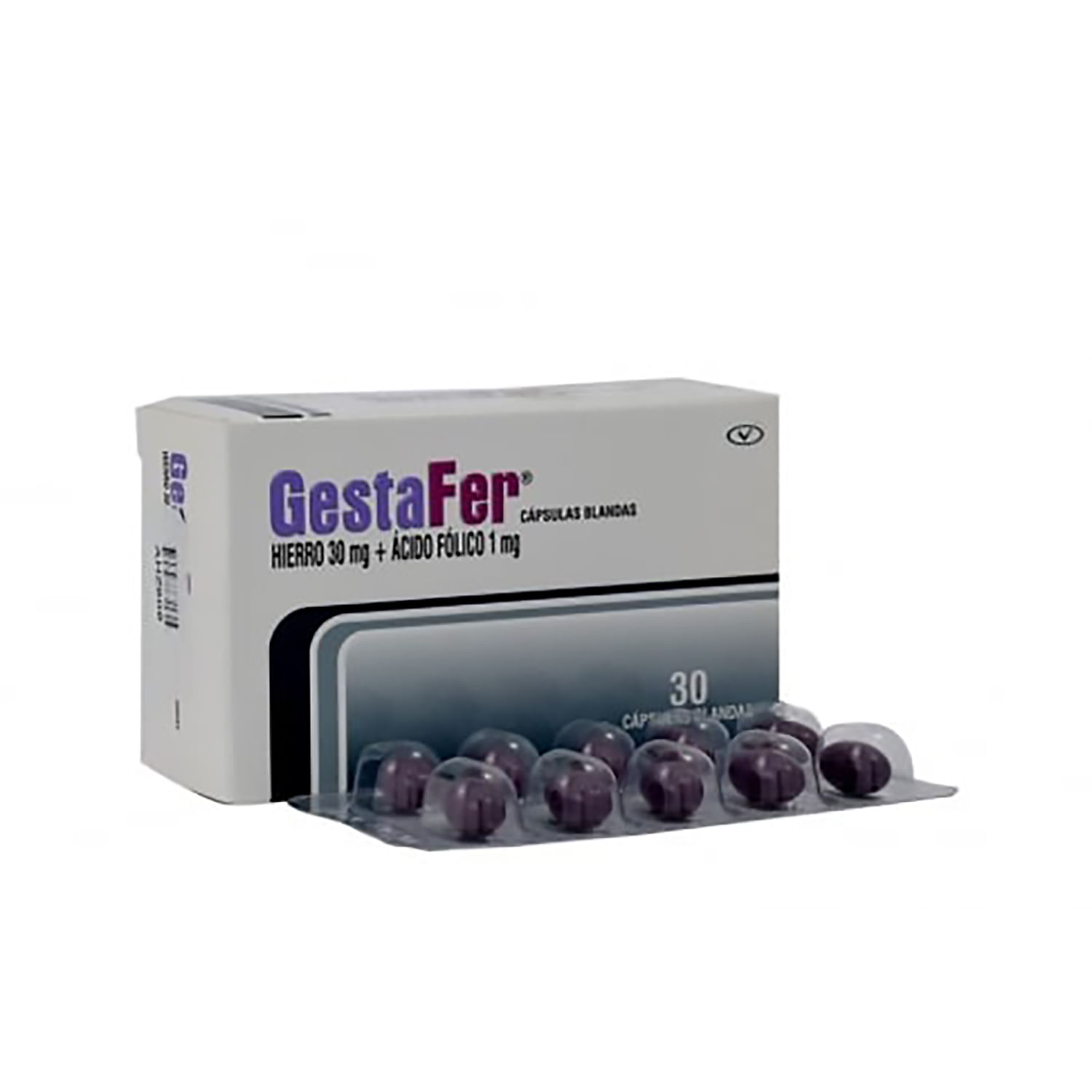 Gestafer 30Mg+1Mg (Acido Folico-Hierro) X 30Cap.Pc