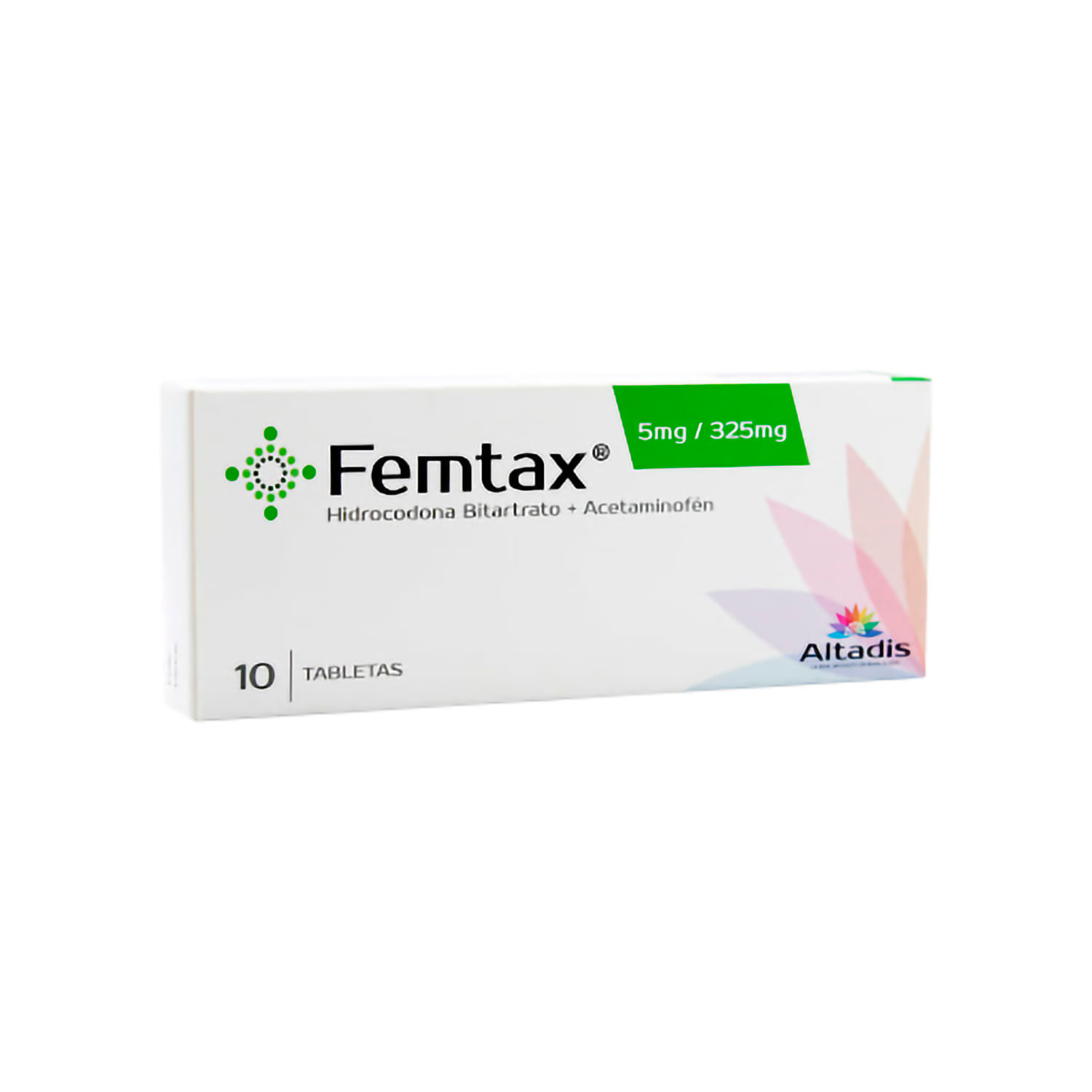 Femtax (Hidrocodona Bitartrato+Acetaminofen) 5Mg/325 X 10 Tabletas